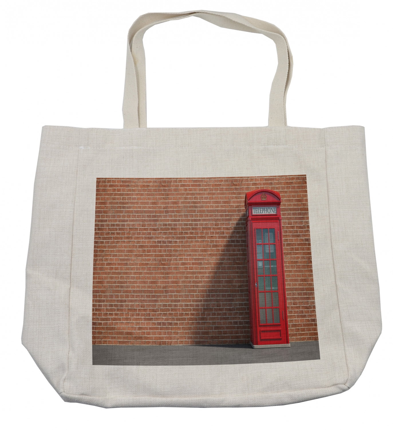 Phone Booth Shopping Bag, Iconic British Telephone Kiosk on Brick Wall ...