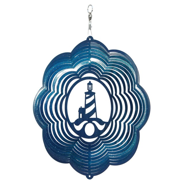 SWEN Products LIGHTHOUSE NAUTICAL Swirly Metal Wind Spinner - Walmart.com
