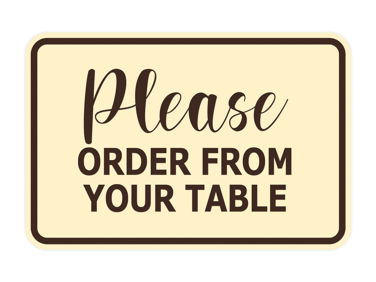 Signs ByLITA Classic Framed, Please Order From Your Table Sign (Ivory ...