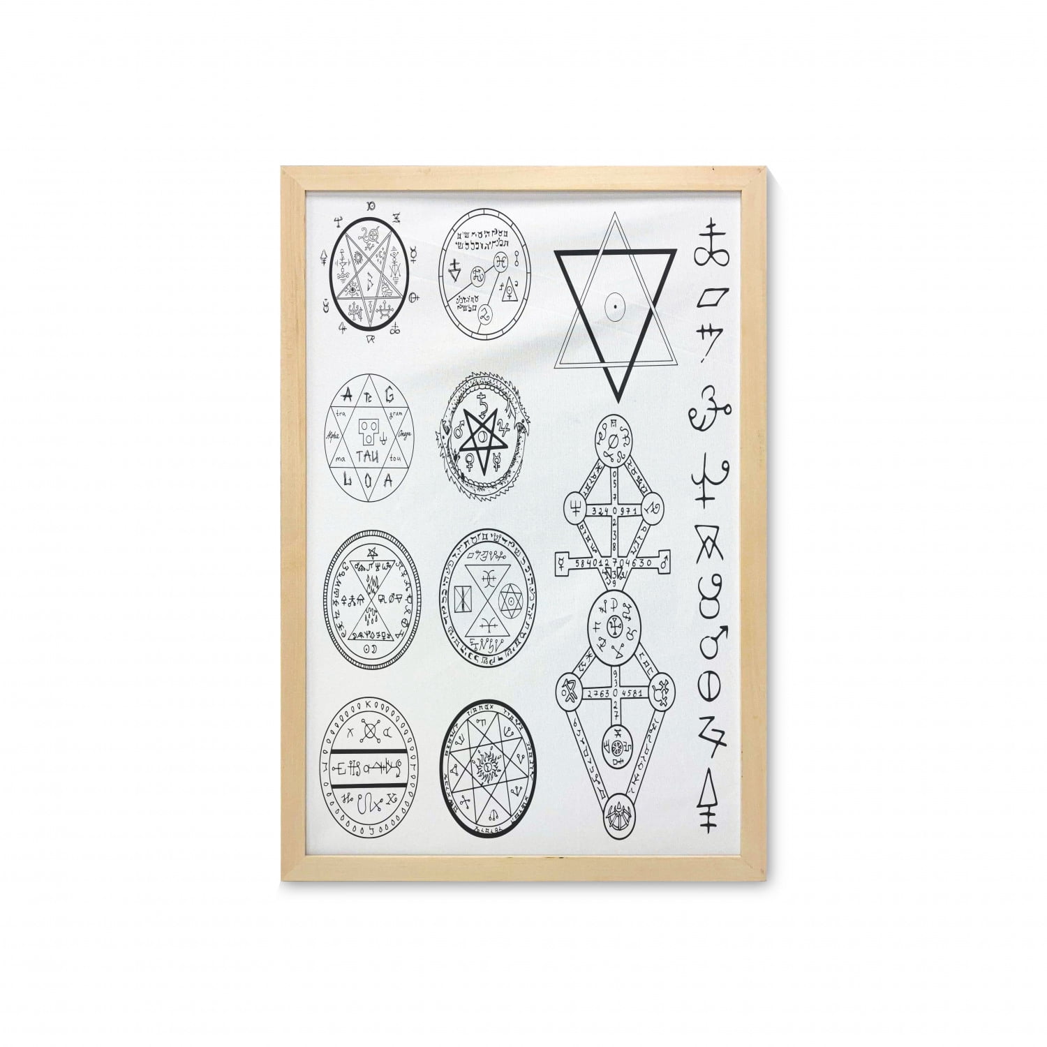 Occult Wall Art with Frame, Design Circular Pentagram Hidden Knowledge ...