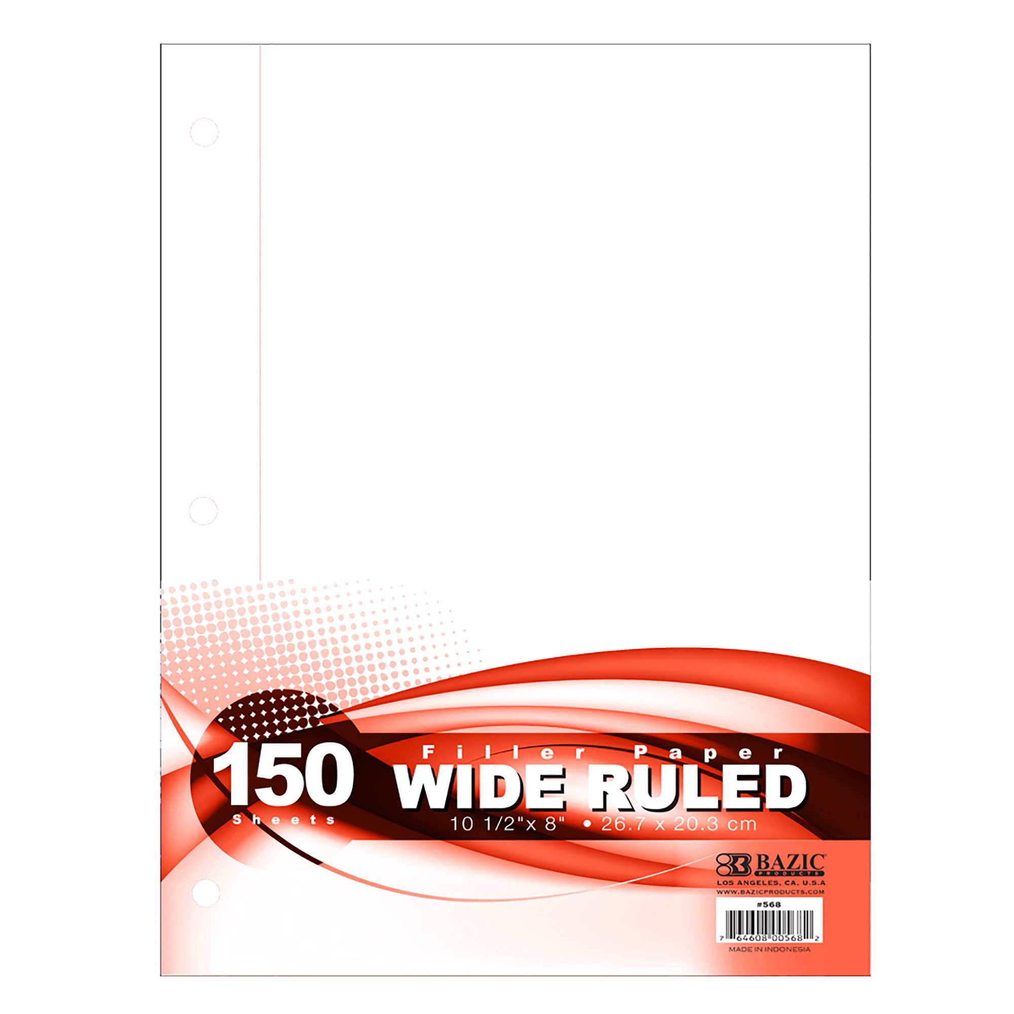 BAZIC Filler Paper Loose Leaf 150 Sheet, Wide Ruled 3 Hole Punched, 1 ...