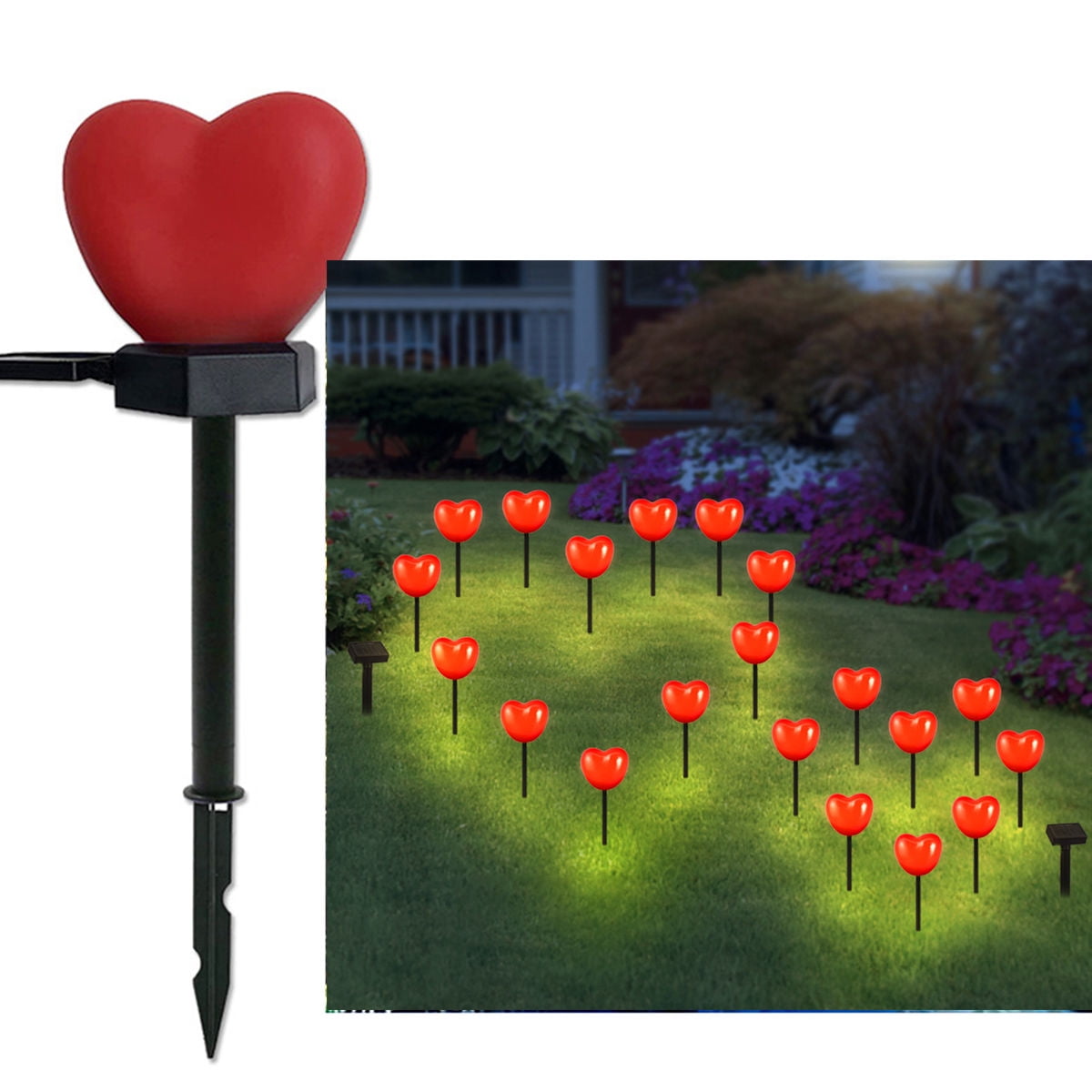 Dream Lifestyle 2PCS LED Solar Powered Lights,Valentine's Day Heart ...