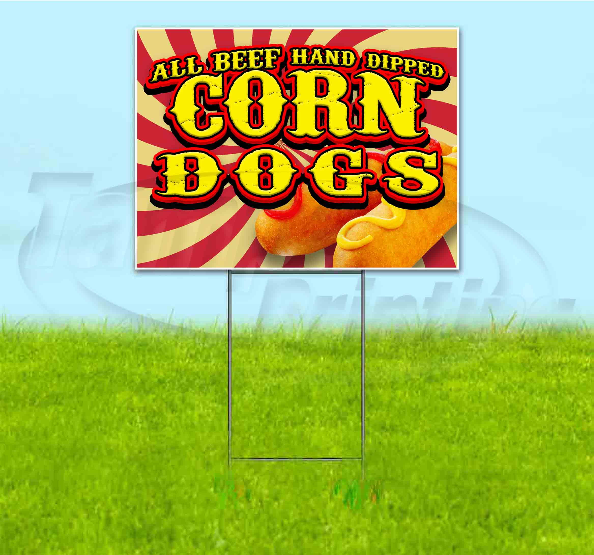 All Beef Hand Dipped Corn Dogs (18" x 24") Yard Sign, Includes Metal ...