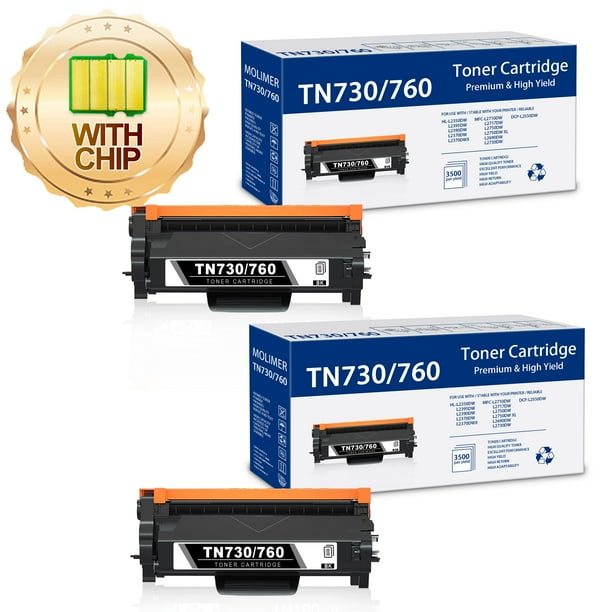 TN730/TN760 2 Black Toner Cartridge Replacement for Brother TN 760 HL ...