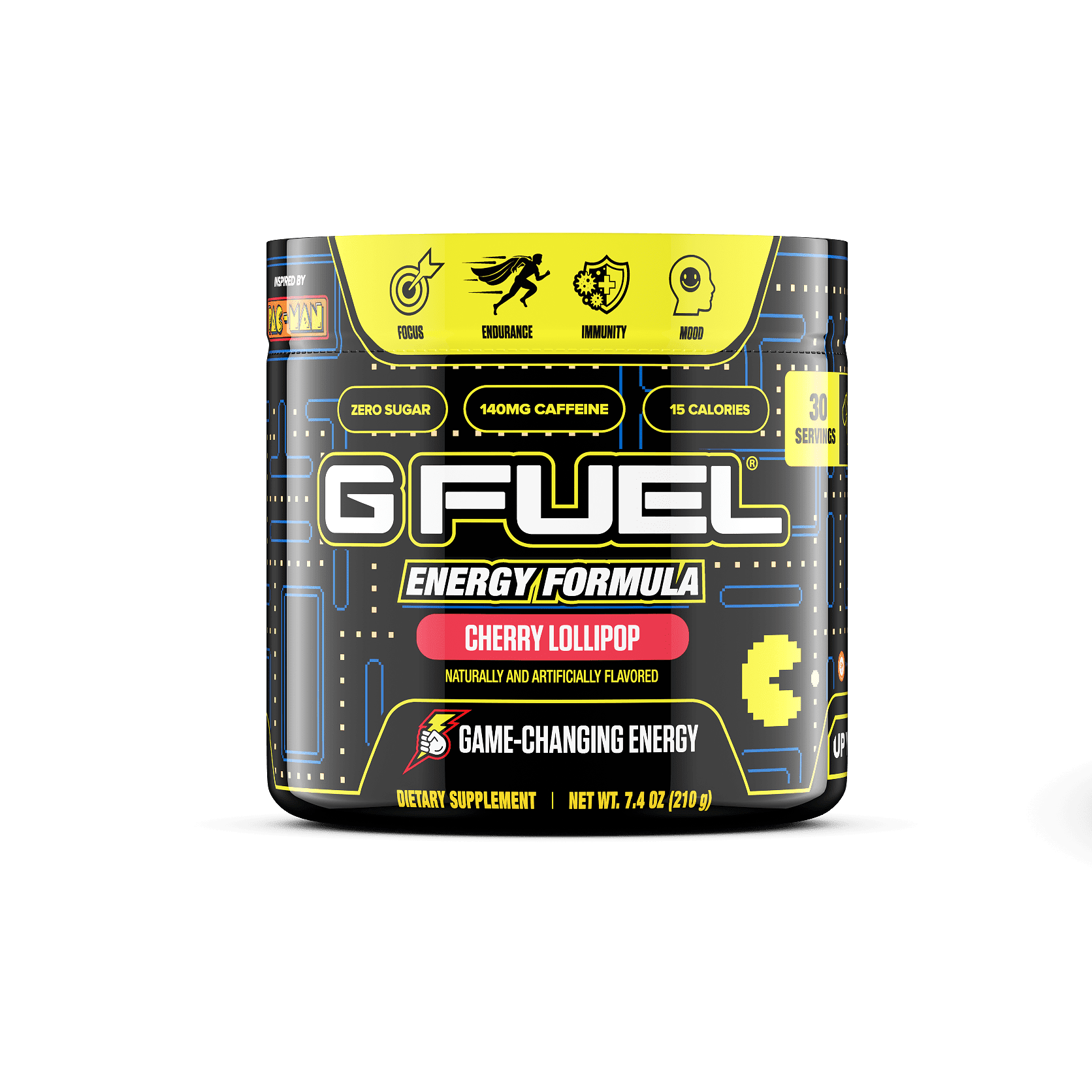 G Fuel Pac-Man Energy Supplement Powder, Cherry Lollipop Flavor, 30 ...