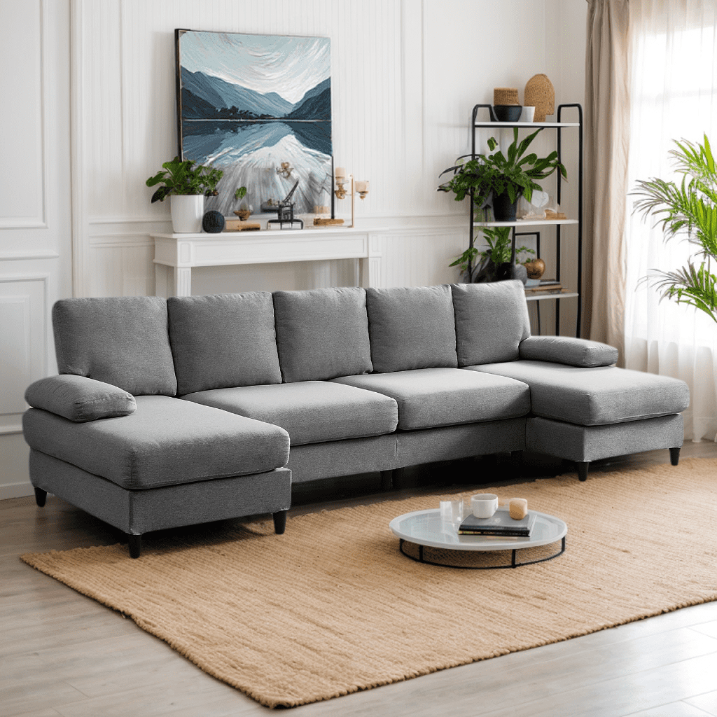 Click here for Puremind 114 U-Shaped Sectional Sofa  Linen 4 Seat... prices