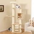 CQAOE 71" Tall Cat Tree with Condo, Cozy Perch & Space Capsule – Large ...