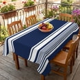 Dark Blue Block Nautical Stripe Table Cloth 60x84in, Waterproof ...