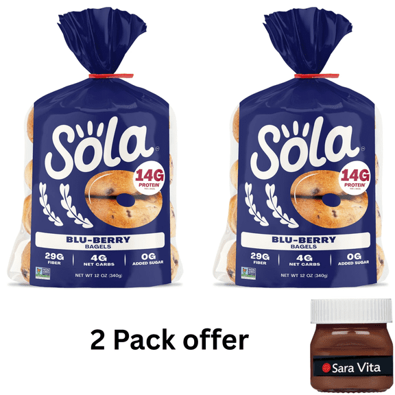 Sola Non-GMO Blu-Berry Bagels, Low-Carb, Keto-Friendly, 12 oz, 4 Count ...