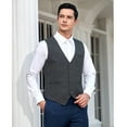 HISDERN Plaid Vest for Men Grey Formal Suit Vests Business V-Ncek Slim ...