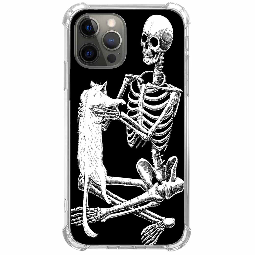 Skull and Cat Case for iPhone 13 Pro Max,Aesthetic Art Design Pattern Soft TPU Bumper Case Cover ...