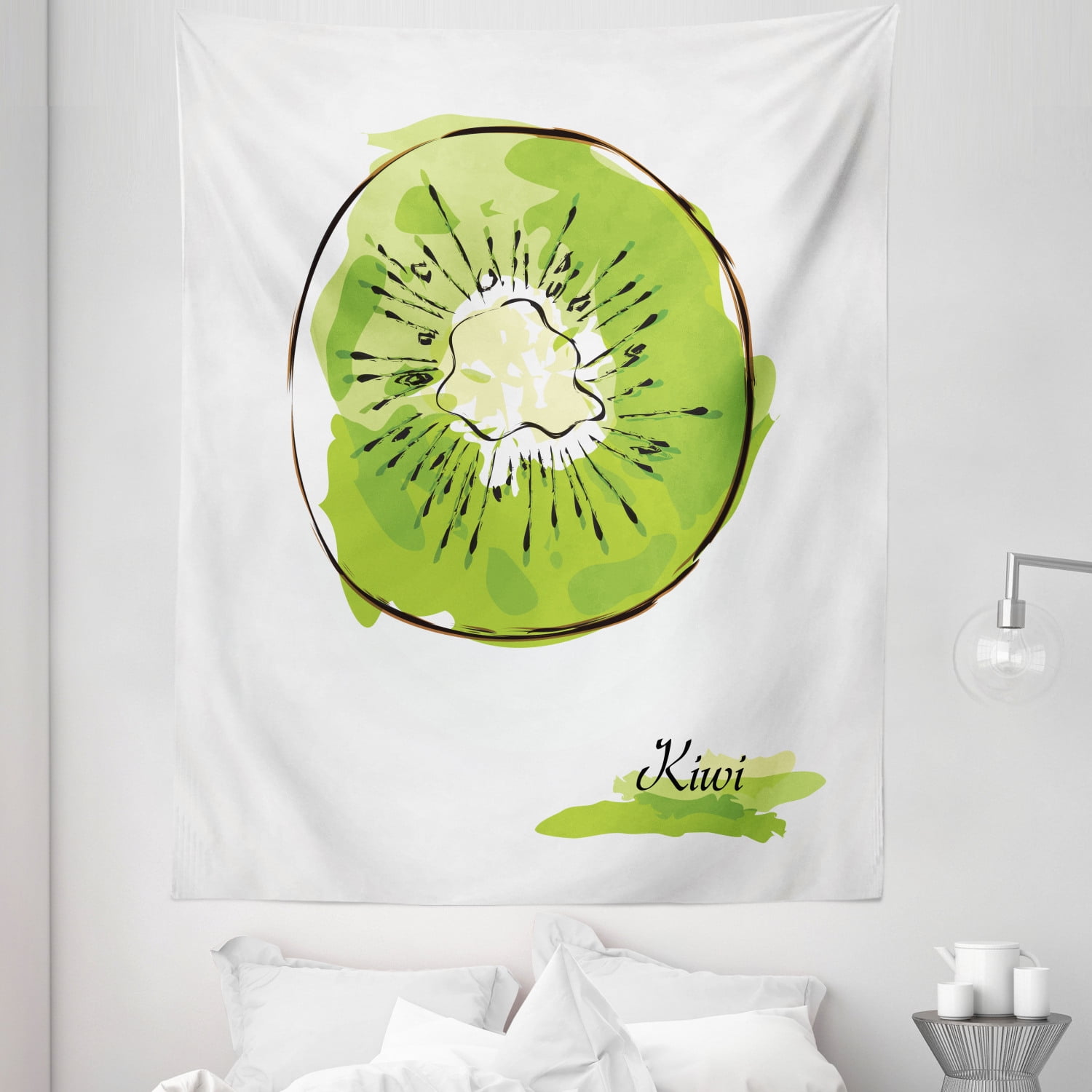 Kiwi Tapestry, Illustration of Exotic Fruit Halved Round Slice, Fabric ...
