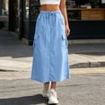 Bovxnpu Women's Cargo Midi Skirt Cargo Slit Stretchy Belt Drawstring ...