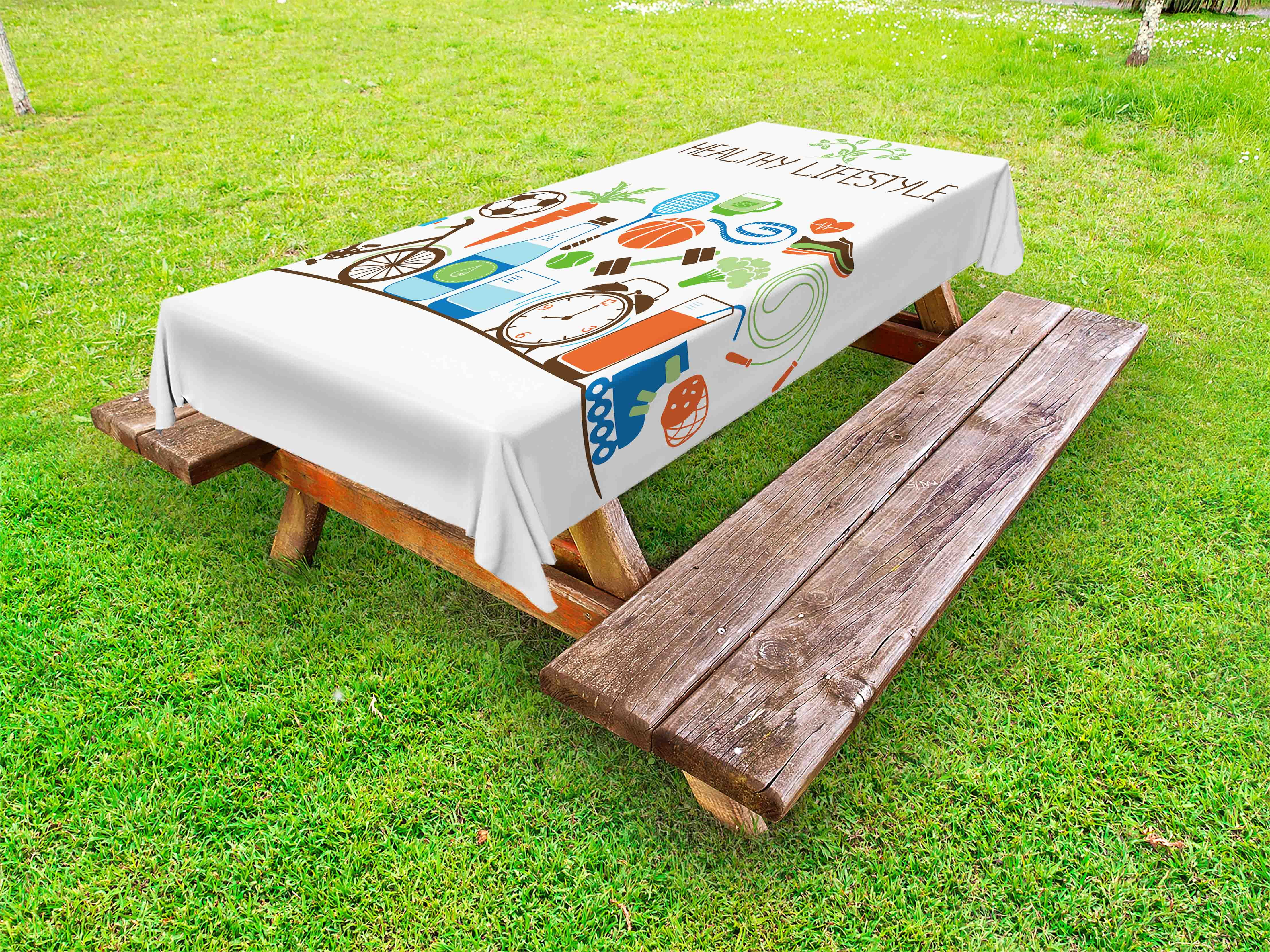 Fitness Outdoor Tablecloth, Healthcare Theme Athletic Energetic Life ...