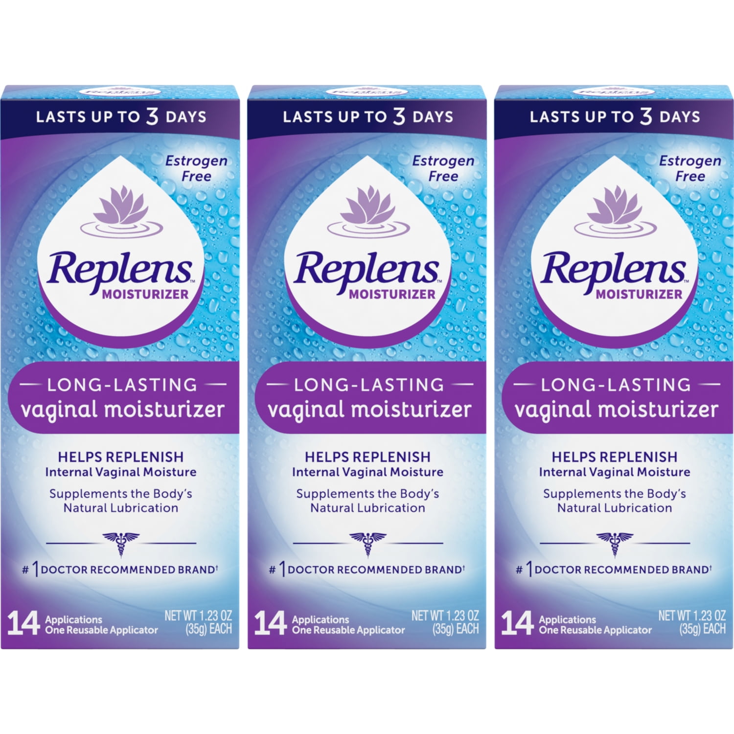 Replens Long Lasting Vaginal Moisturizer 14 Applications - 35g Ea (Pack ...
