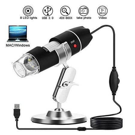 USB Microscope WADEO 40X To 800X Digital Microscope Camera, 8 LED USB 2 ...