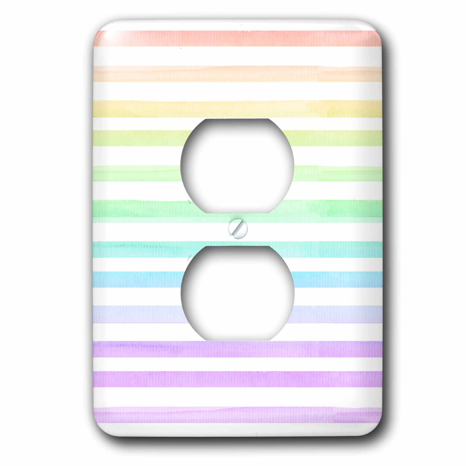 Pretty Pastel Rainbow Image Of Watercolor Stripes 2 plug outlet cover ...