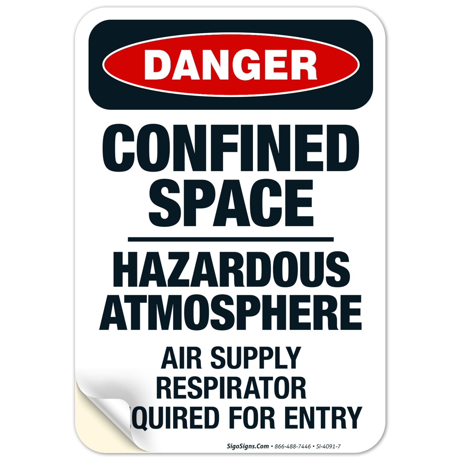 Confined Space Hazardous Atmosphere Air Supply Sign, OSHA Danger Sign ...