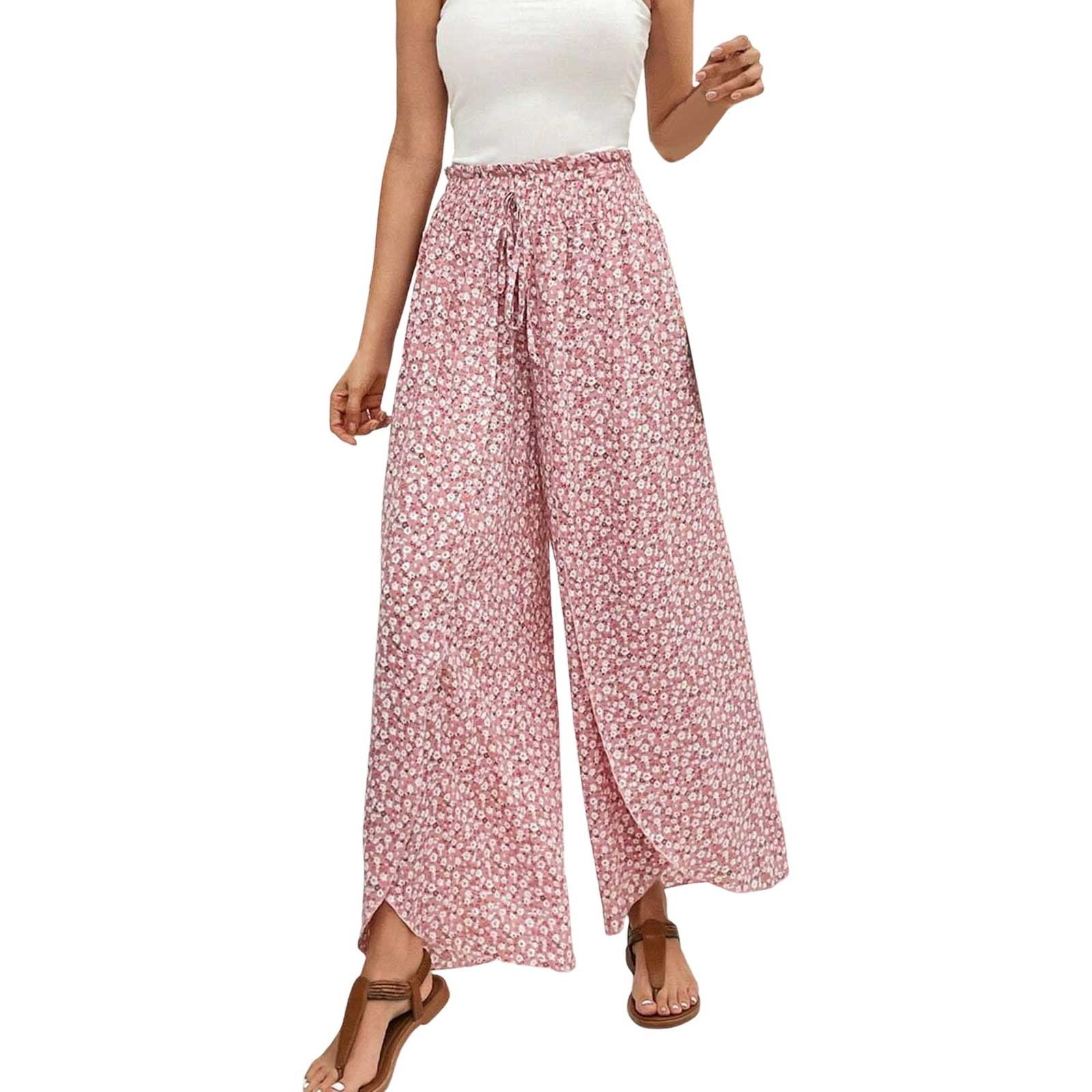 Click here for Bmisegm Womens Casual Pants Floral Wide Leg Culott... prices