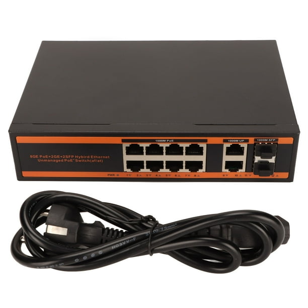 PoE Switch 10 Port 52V 150W Plug and Play Desktop 1000M Full Gigabit Unmanaged POE Switch US ...