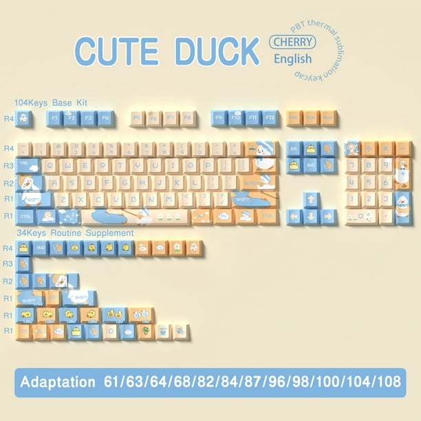 Cute Duck Cartoon Theme Keycaps XDA/CHERRY Profile Key caps for 61/64 ...