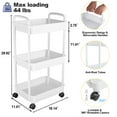 YUANYE 3-Tier Slim Pantry & Utility Rolling Storage Cart with Movable ...