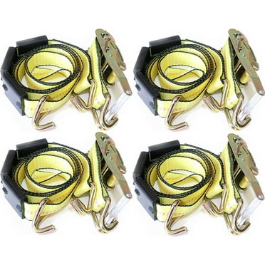 (4 Pack) 2" x 8' Car Tie Down Lasso Ratchet Strap with Chain Anchor ...