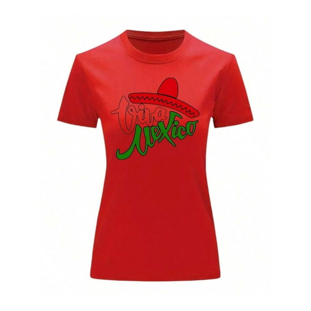 Playera De Viva Mexico Con Sombrero Charro Fiestas Patrias SeptiembreIndependencia Color Rojo ...