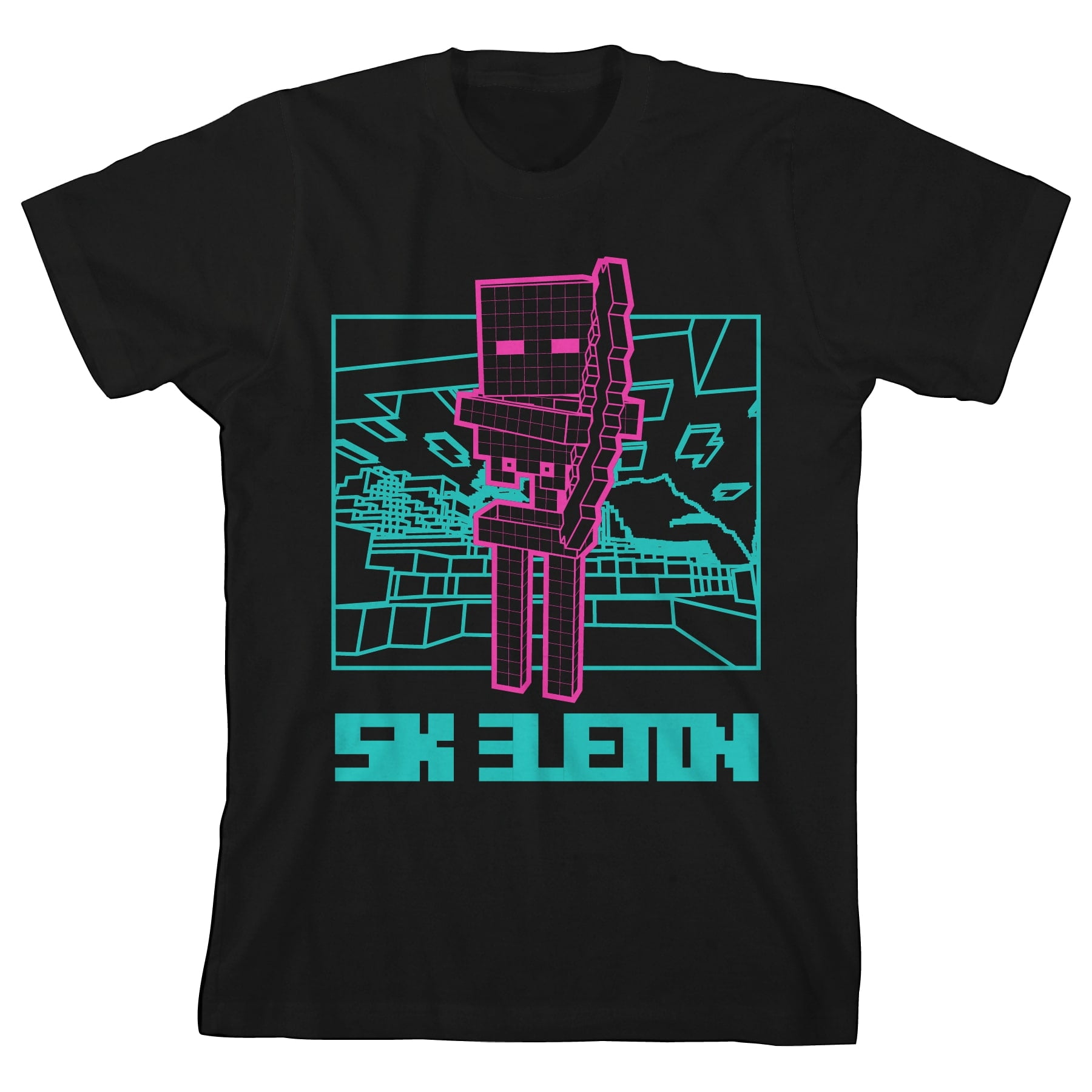 Minecraft Neon Pink Skeleton Youth Boys Black T-Shirt-Large - Walmart.com