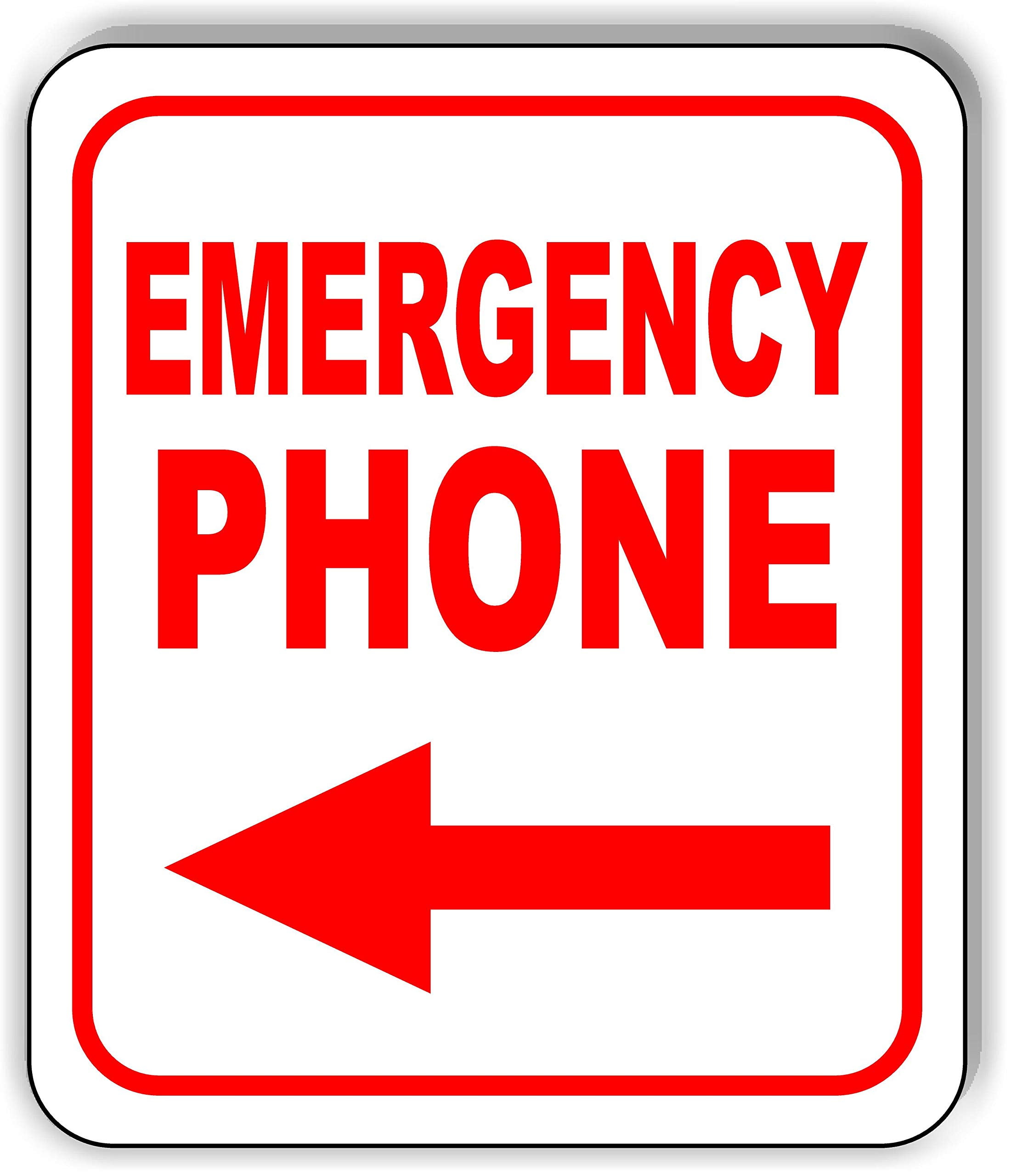 Emergency Phone Left Arrow RED Aluminum Composite Sign - Walmart.com