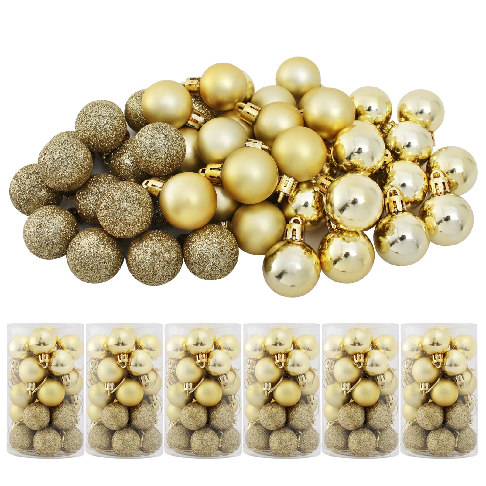 TKYGU 144 PCS/6 Set Christmas Ball Shatterproof Ornaments Small ...