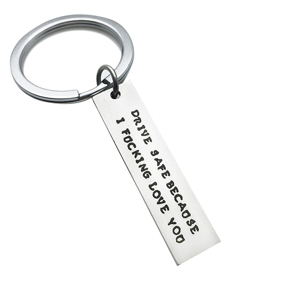 Letters Engraved Drive Safe Personalized Custom Keyring Stainless Steel ...
