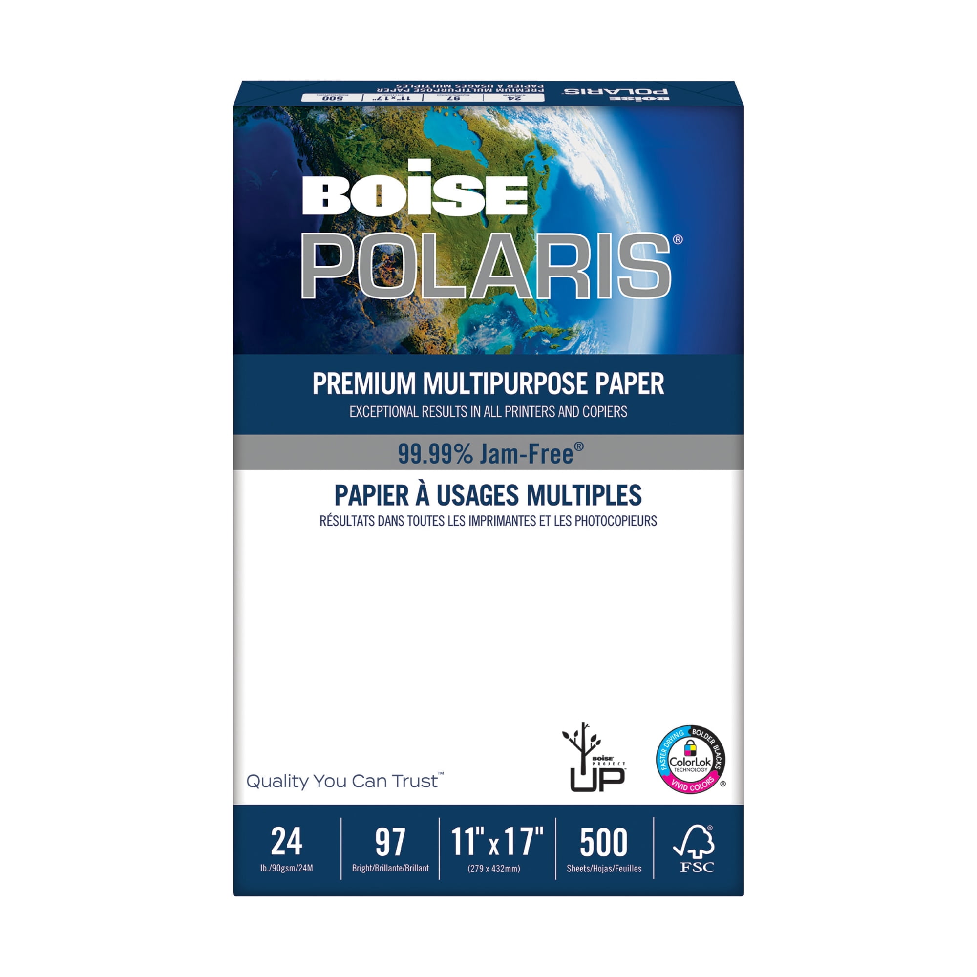 BOISE POLARIS Premium Multipurpose Copy Paper, 11" x 17" Ledger, 97 ...
