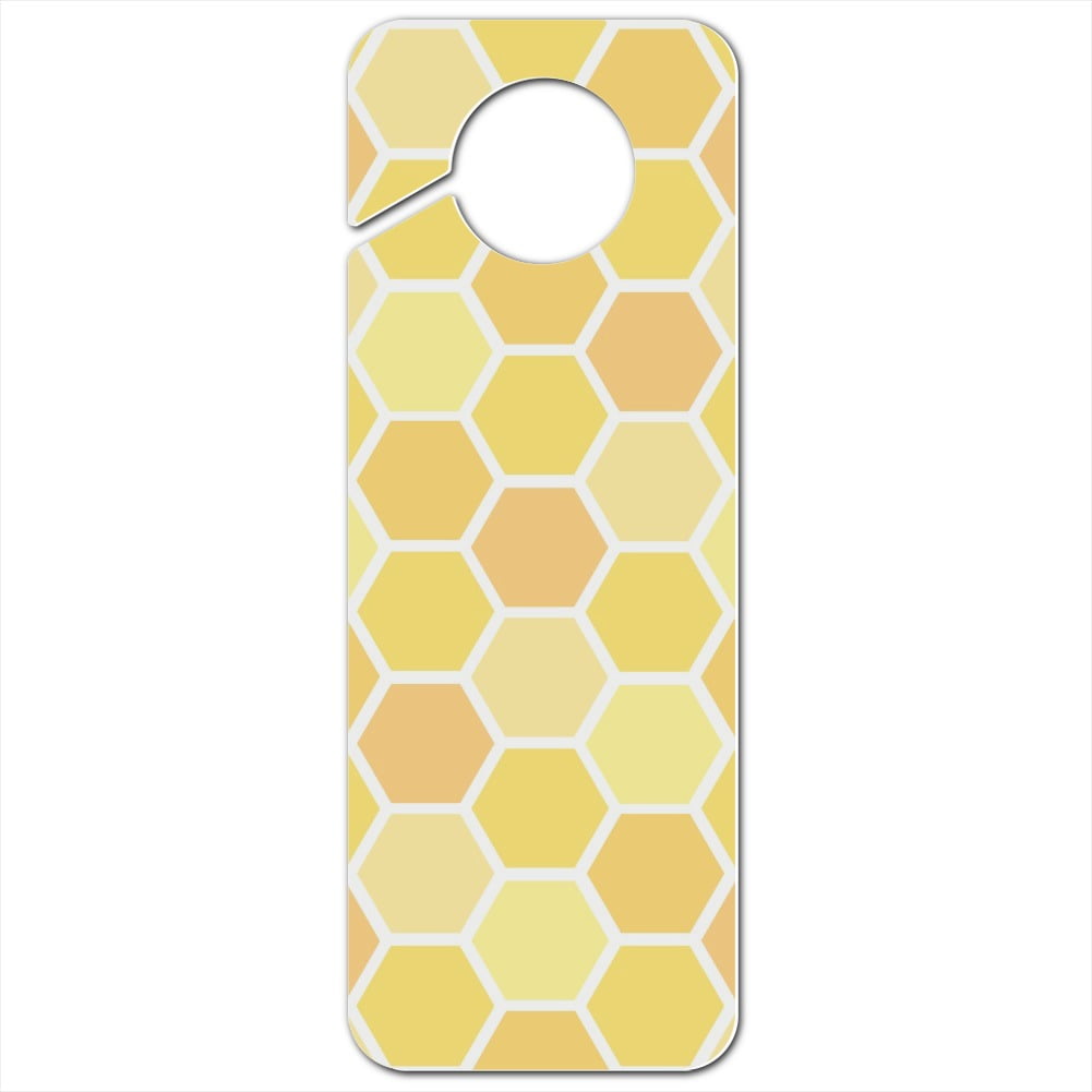 Yellow Honeycomb Pattern Plastic Door Knob Hanger Sign - Walmart.com