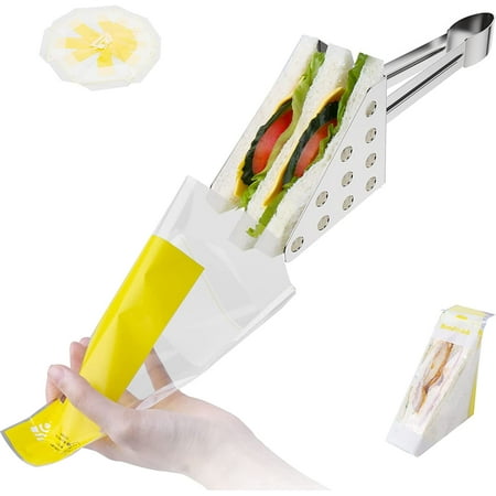 Disposable Sandwich Bags & Toaster Tongs Set, 100PCS Easy Tear Triangle ...