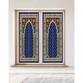 Blue Gold Arched Window Privacy Film Vintage Ethic Traditional Floral ...