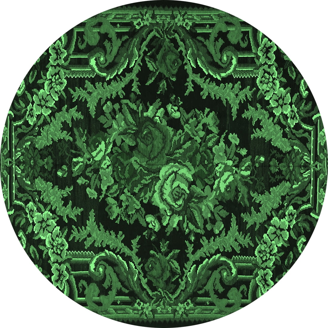 Ahgly Company Indoor Round Medallion Emerald Green French Area Rugs, 5 ...