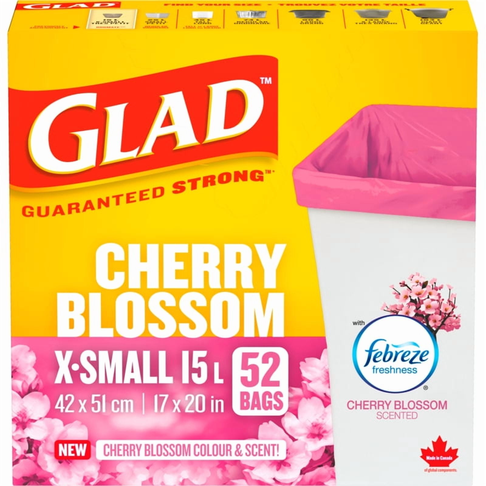 Glad Cherry Blossom colour and scent Garbage Bags - X-Small 15 Litres ...