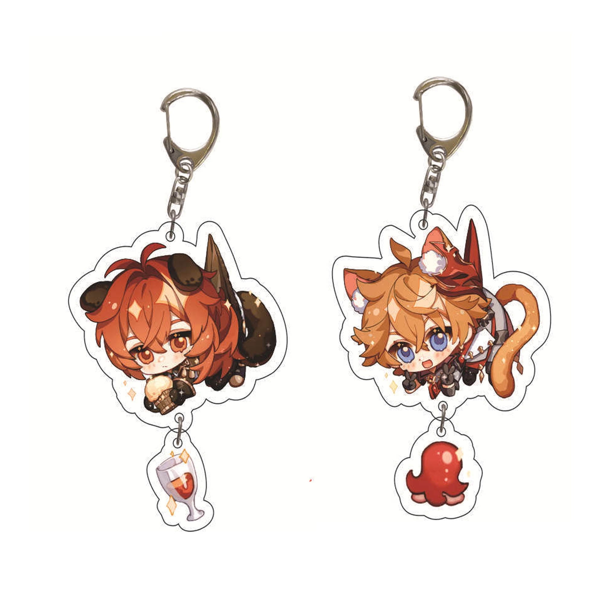 ZILEFSILK 2PCS Anime Game Genshin Impact Cute Diluc Tartaglia Acrylic ...