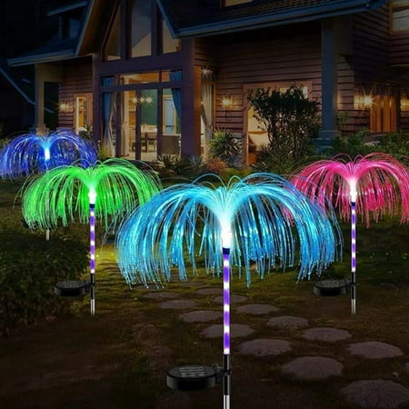 Volkmi 2pcs ABS Solar Fiber Optic Jellyfish Ground Plug Light Solar ...