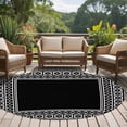Black 8FT Round Area Rugs for Living Room Boho Diamond Pattern Border ...