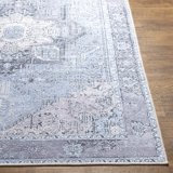 Mark&Day Washable Area Rugs, 2x18 Nora Traditional Sky Blue Runner Area ...