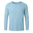 Aofany Mens Long Sleeve Tee Shirts Crew Neck Solid Color T-Shirts Fall ...