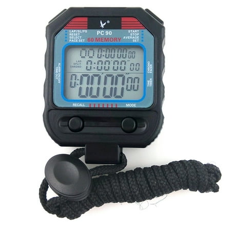 mmirethe PC90 3 Rows 60 Memories Handheld Digital Sports Stopwatch for ...