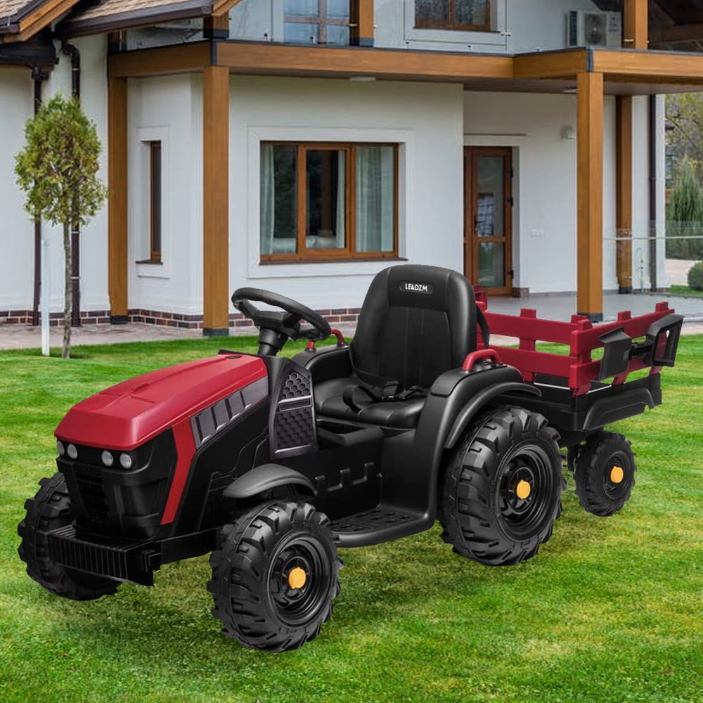 Buy Kids Electric Tractor with Trailer, 12V Power Children Ride On ...