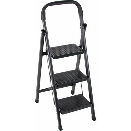 Black 3 Tier Folding Step Ladder | Walmart Canada