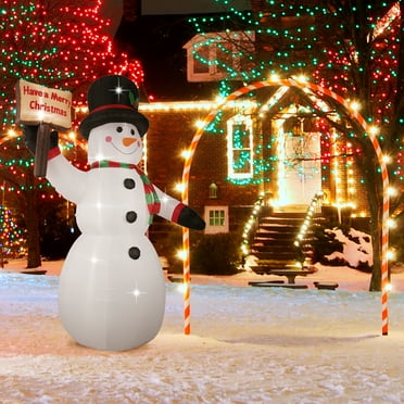 5ft Christmas Inflatables Snowman Outdoor Yard Decor with Rotating LED ...