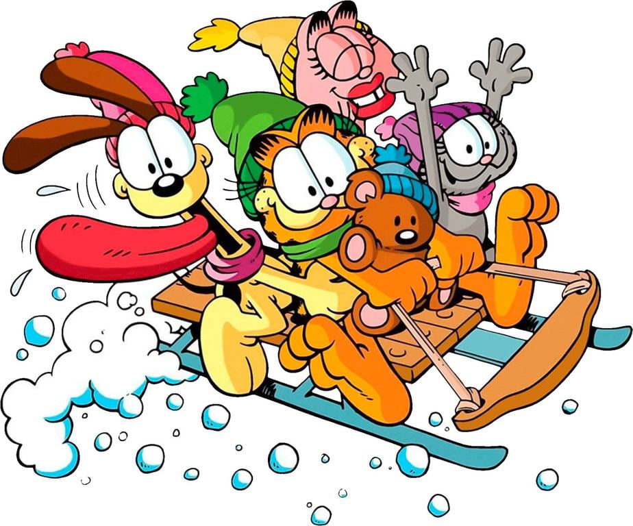 Buy Garfield The Cat and Friend Playing in Snow Cartoon Character Wall ...