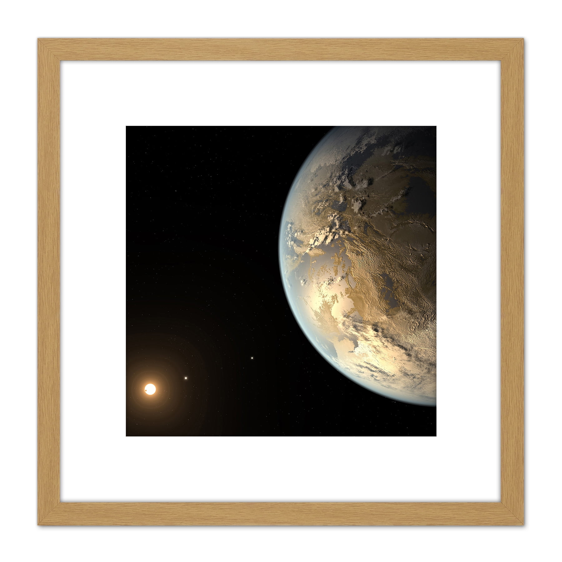 Space NASA Planet Kepler186f Orbiting Star Illustration 8X8 Inch Square ...