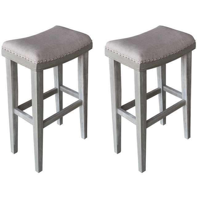 ALK Brands - Upholstered Blakes Bar Stools - Silver Gray Antique ...